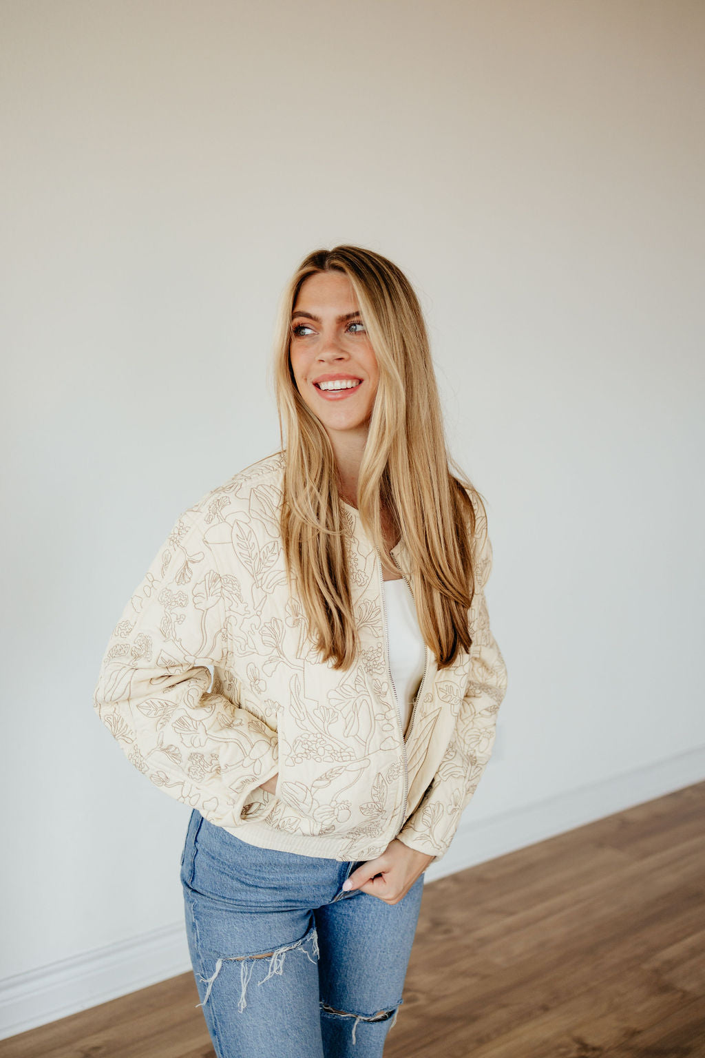Cream Embroidered Jacket – Rowdy Merch Co.