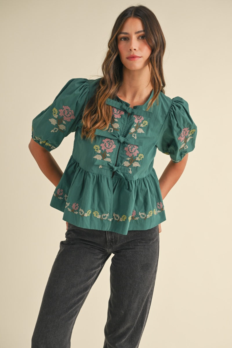 Abby Floral Puff Sleeve Blouse – Rowdy Merch Co.