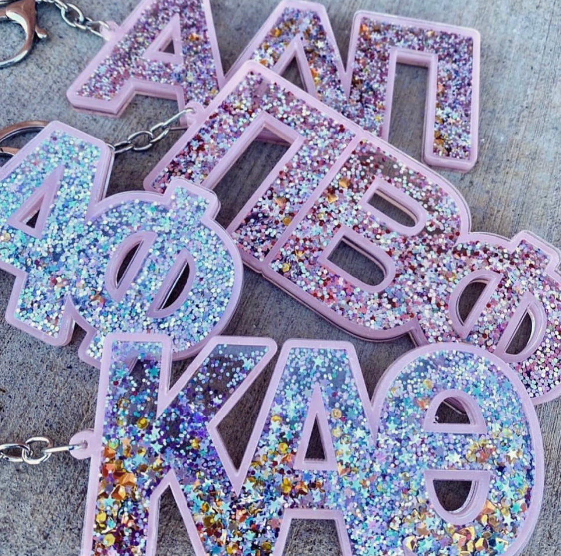 Glitter Greek Keychain – Rowdy Merch Co.